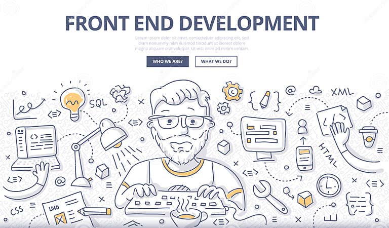 Front End Development Doodle Concept Stock Vector - Illustration of ...