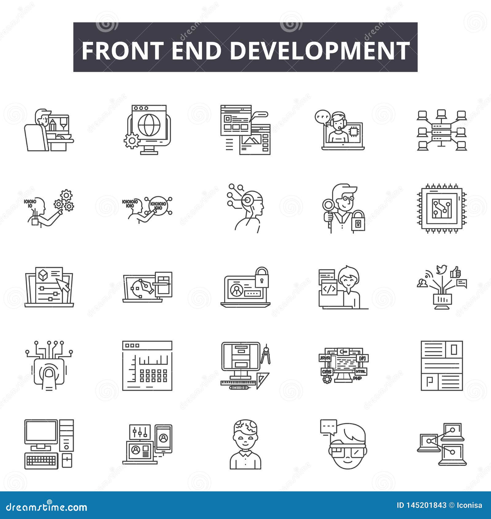Front End Development Line Icons, Signs, Vector Set, Outline ...