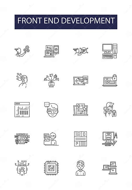 Front End Development Line Vector Icons and Signs. CSS, JavaScript ...