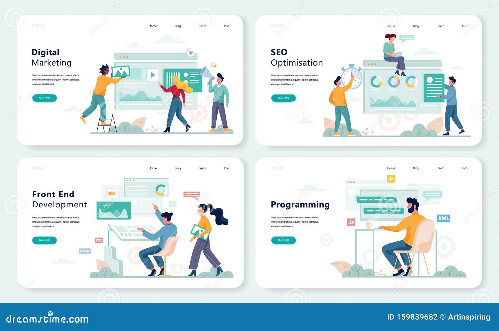 Front End Development, Programming Web Banner Design Stock Vector ...