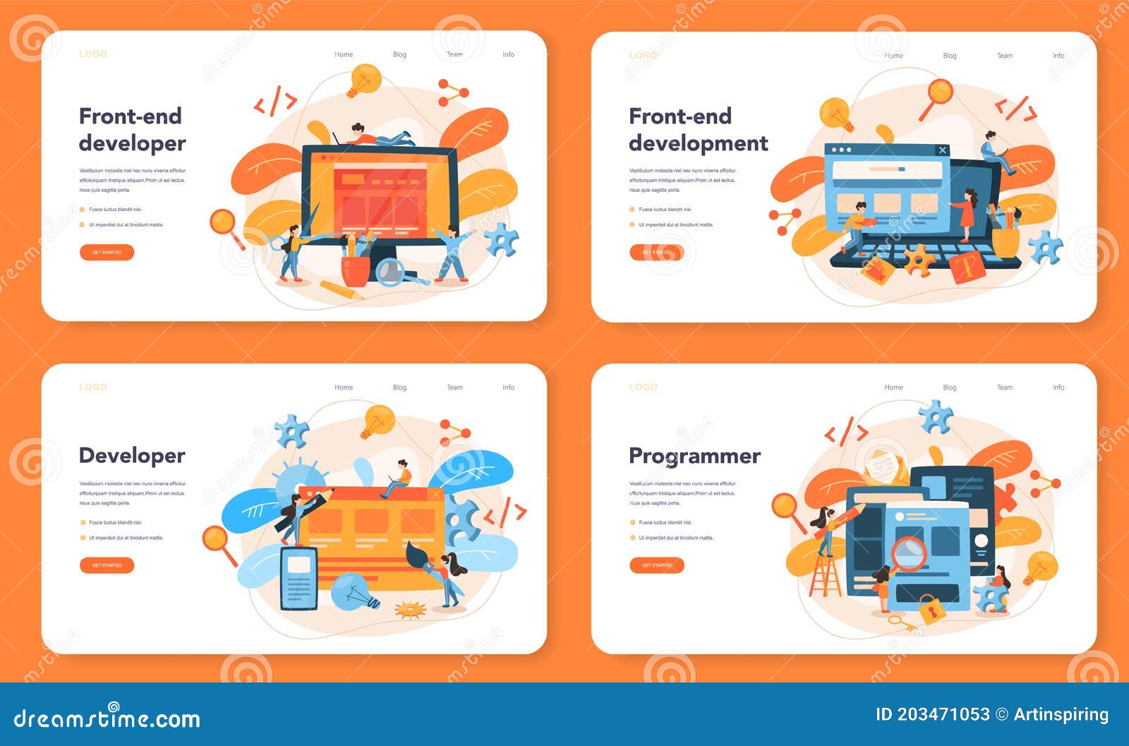 Front-end Development Web Banner or Landing Page Set. Website Stock ...