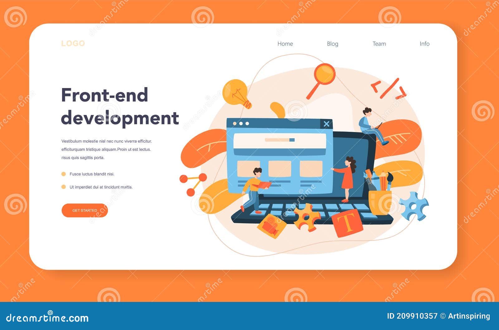 Front-end Development Web Banner or Landing Page. Website Stock Vector - Illustration of ...