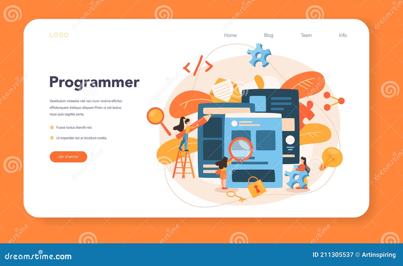 Front-end Development Web Banner or Landing Page. Website Stock Vector ...