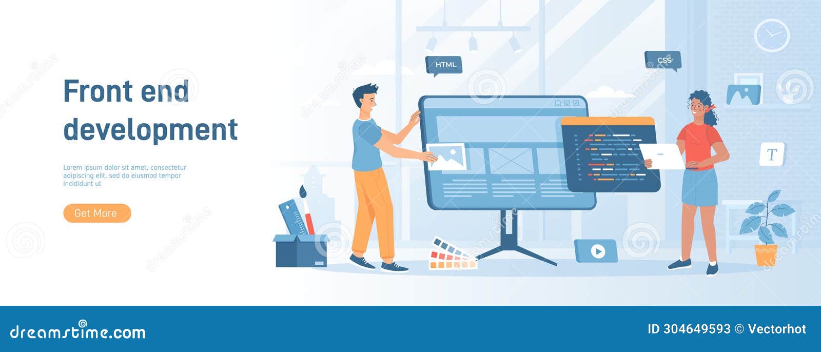 Front End Developer Online Service Or Platform. Website Interface Vector Illustration ...