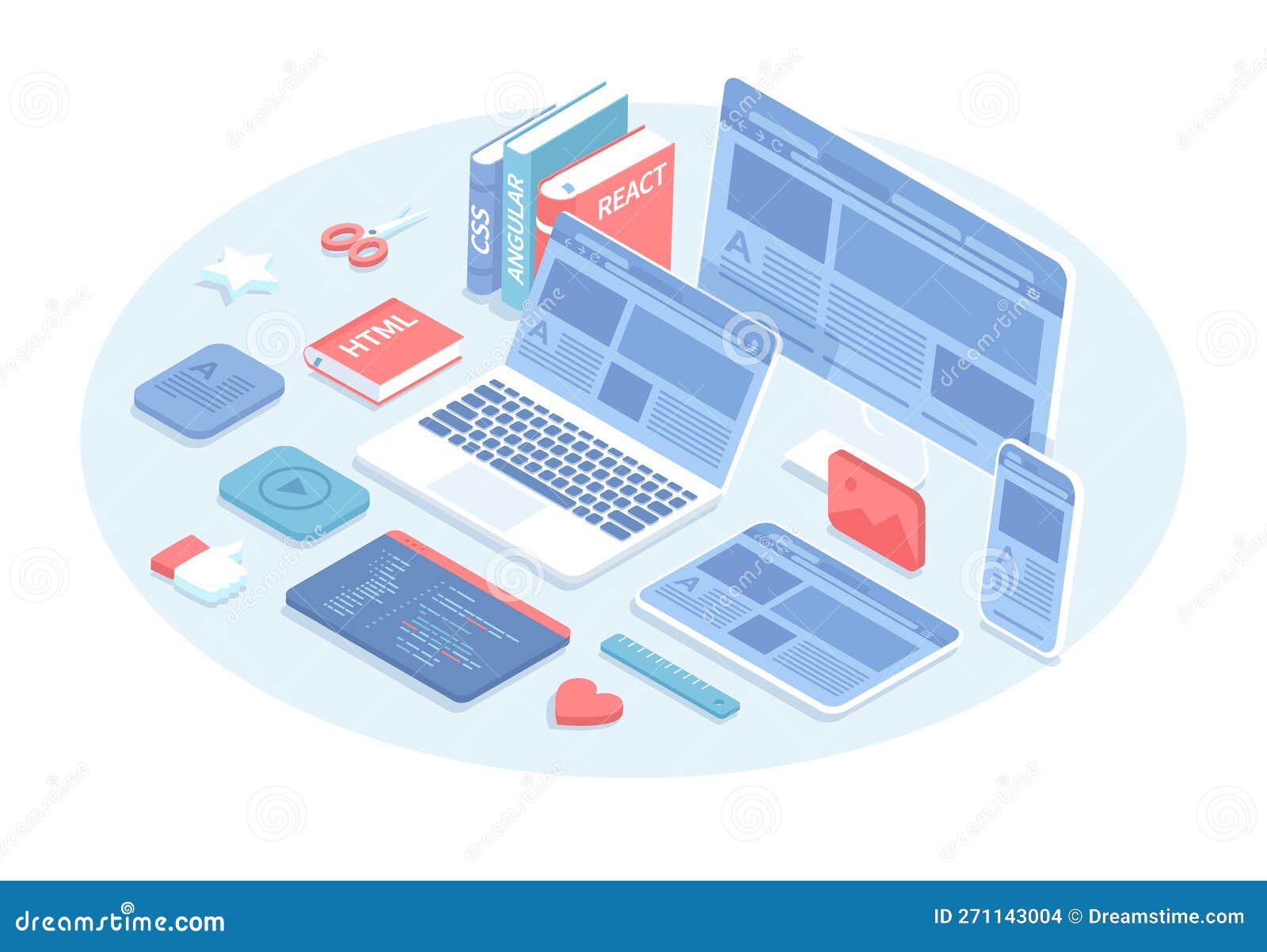 Front End. Software Development. Programming Code. Vector Illustration. | CartoonDealer.com ...