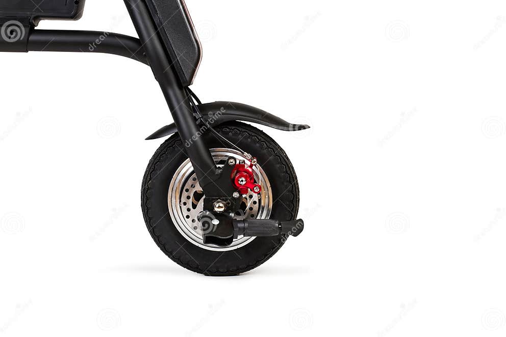 Front End of an Electric Scooter Isolated on a White Background Stock ...