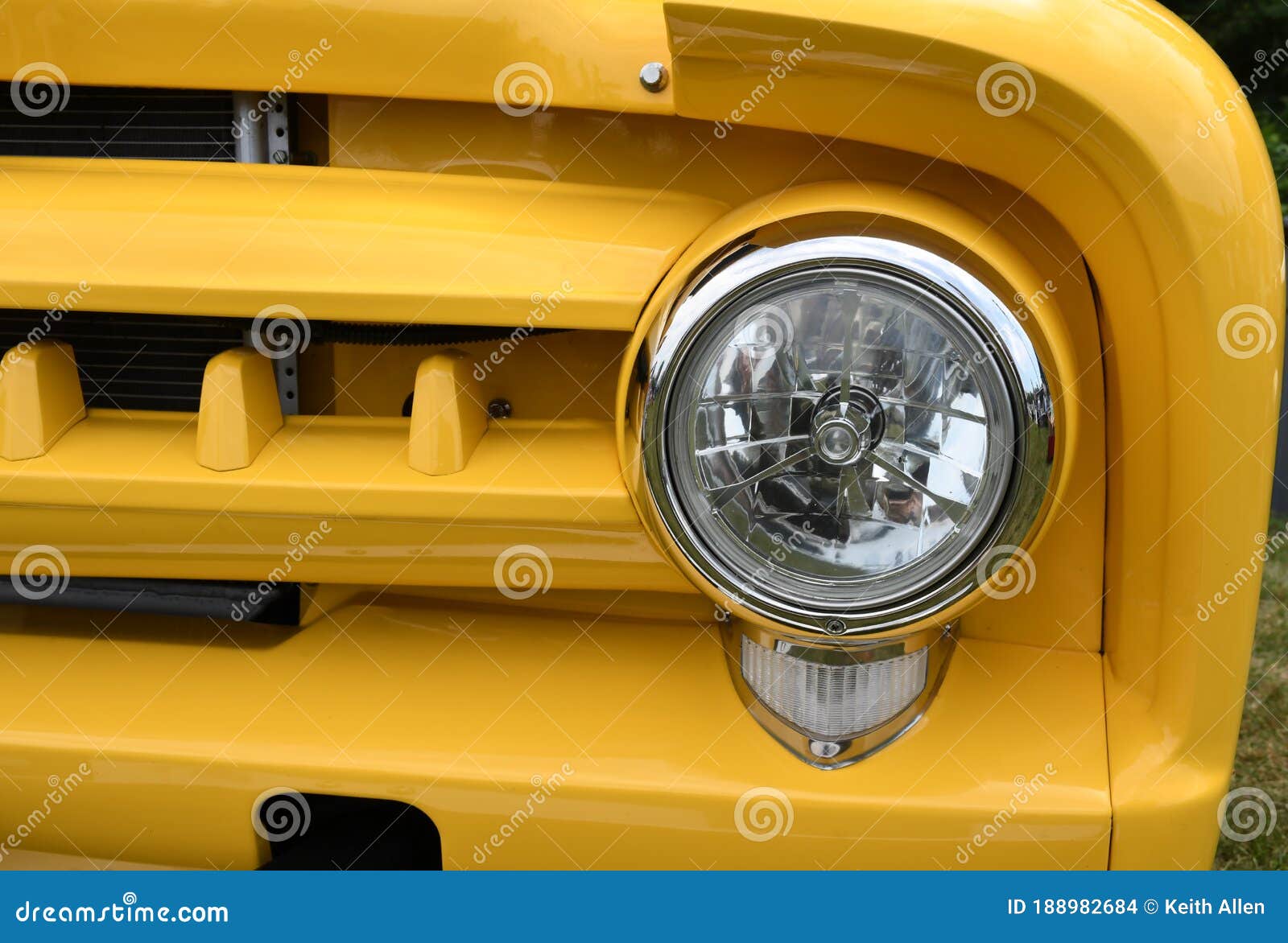 Front End and Headlamp of Yellow Truck Stock Photo - Image of closeup ...