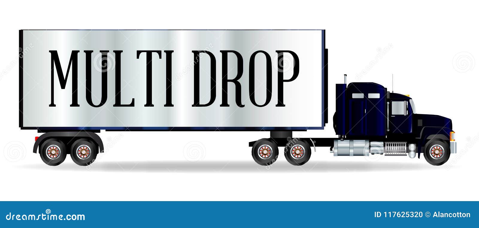 Truck Tractor Unit and Trailer with Multi Drop Inscription Stock Vector ...