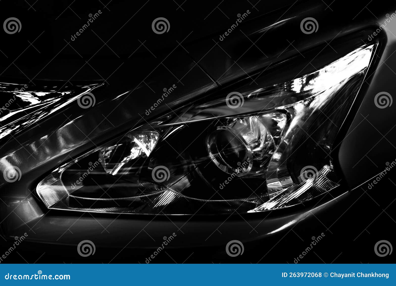 Front End and Light of a Black Car. Stock Photo - Image of concept ...