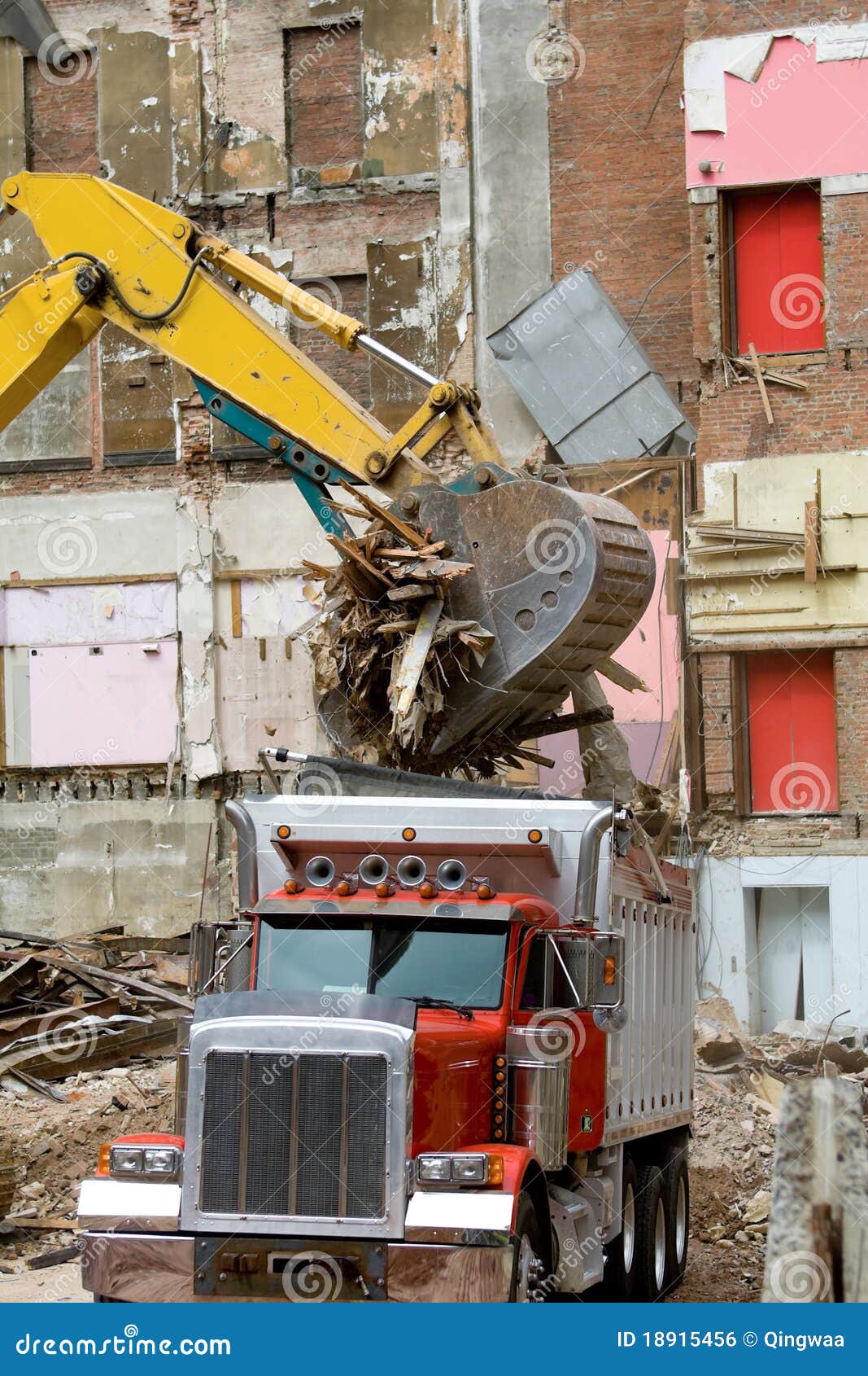 Front End Loader Dropping Scrap Materials Truck Stock Photo - Image of ...