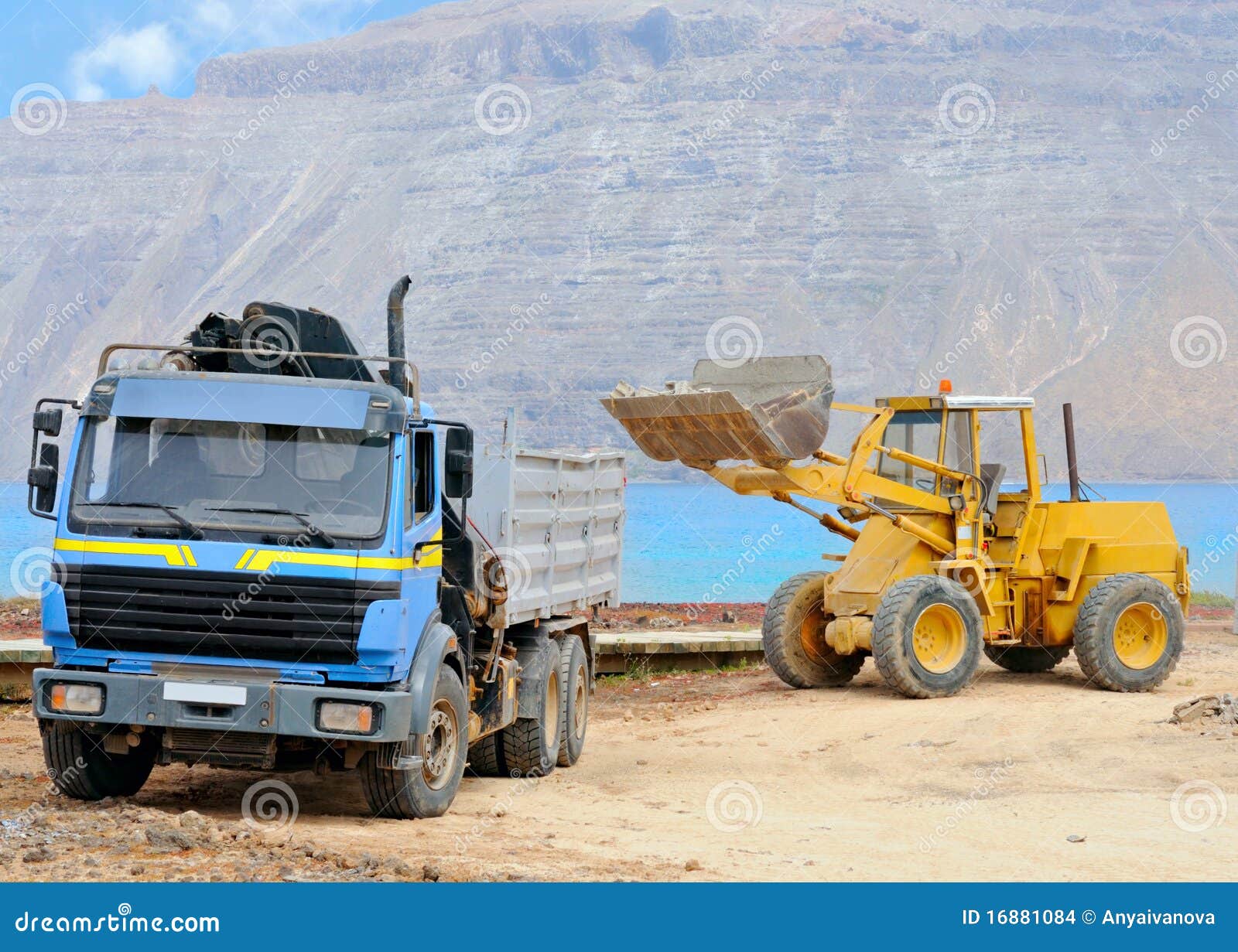 Front End Loader and Dumper; Graciosa, Spain Stock Photo - Image of ...