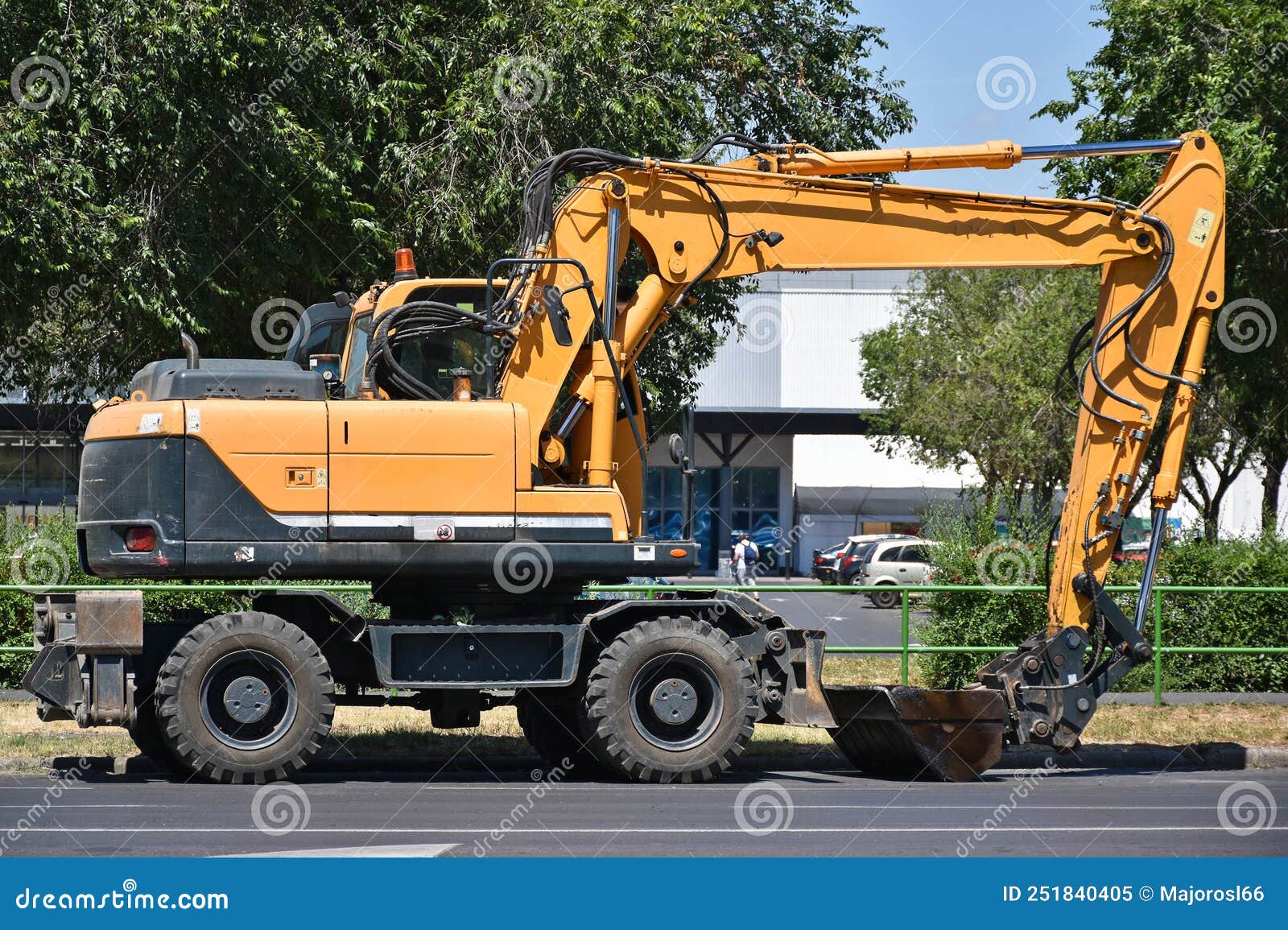 Front End Loader Excavator at the Road Construction Stock Image - Image ...