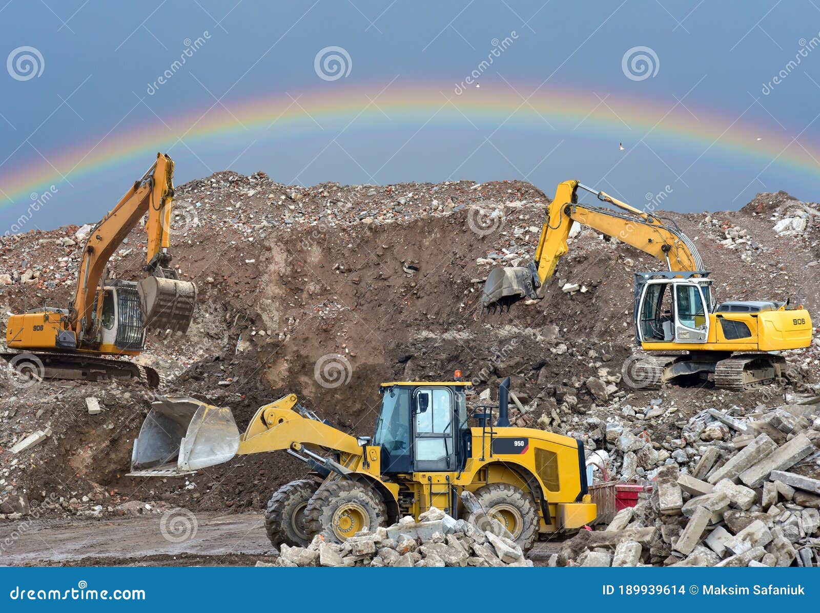 Front End Loader And Excavators At Landfill For Disposal Of ...