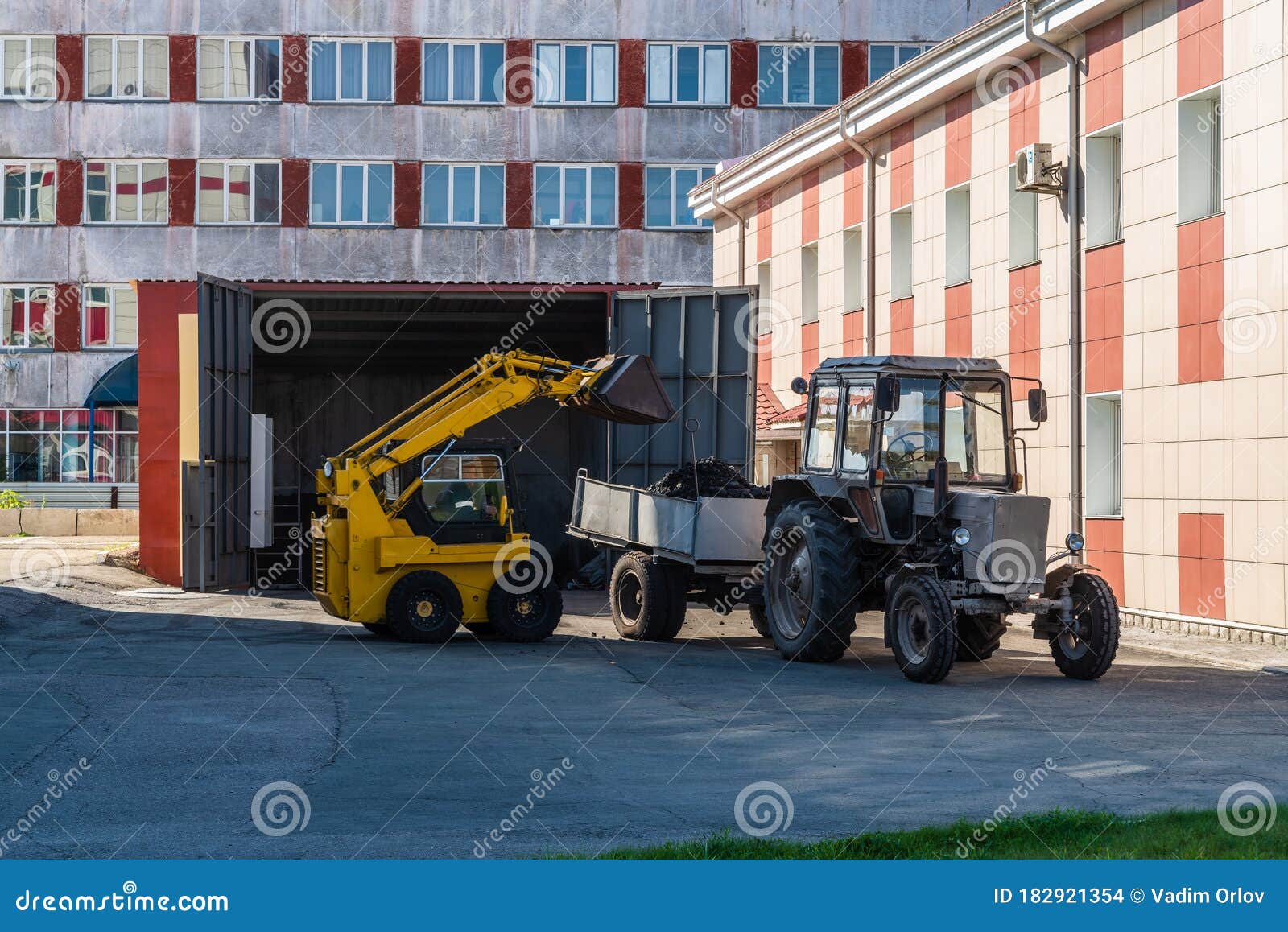 The Front-end Loader Loads Coal into a Tractor Trailer Stock Photo ...