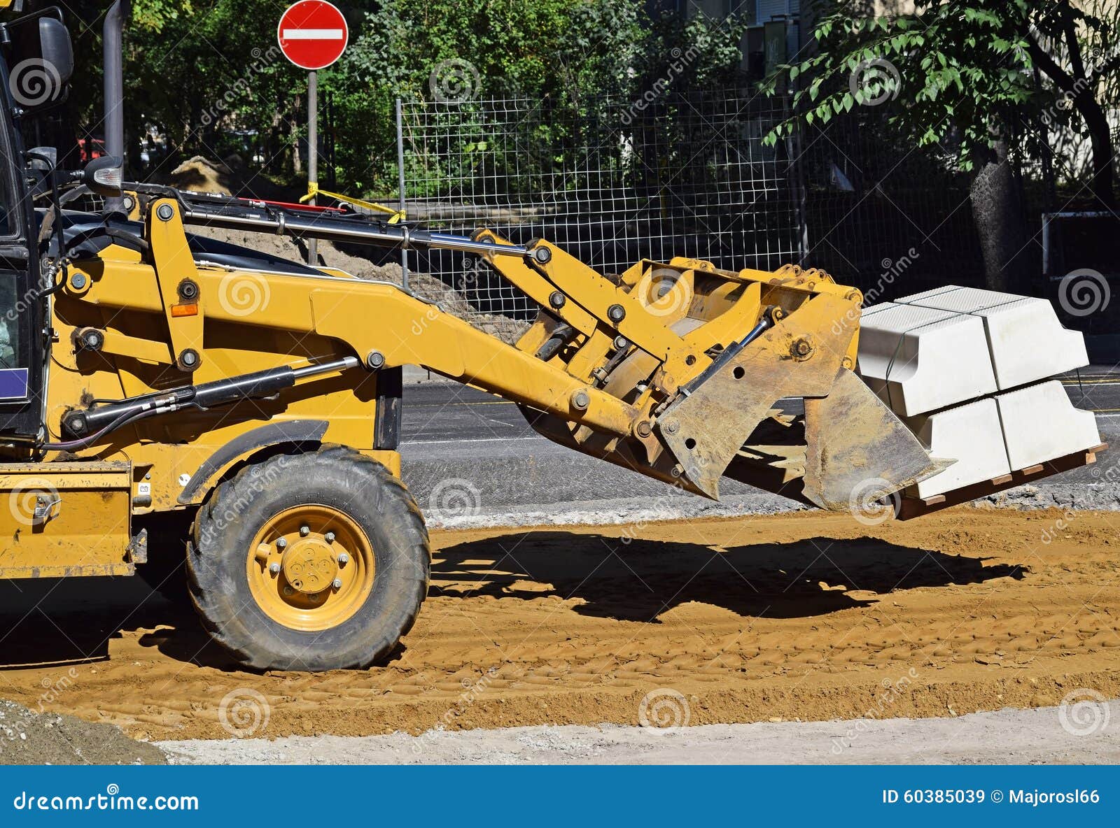Front End Loader at the Road Construction Stock Image - Image of earth ...