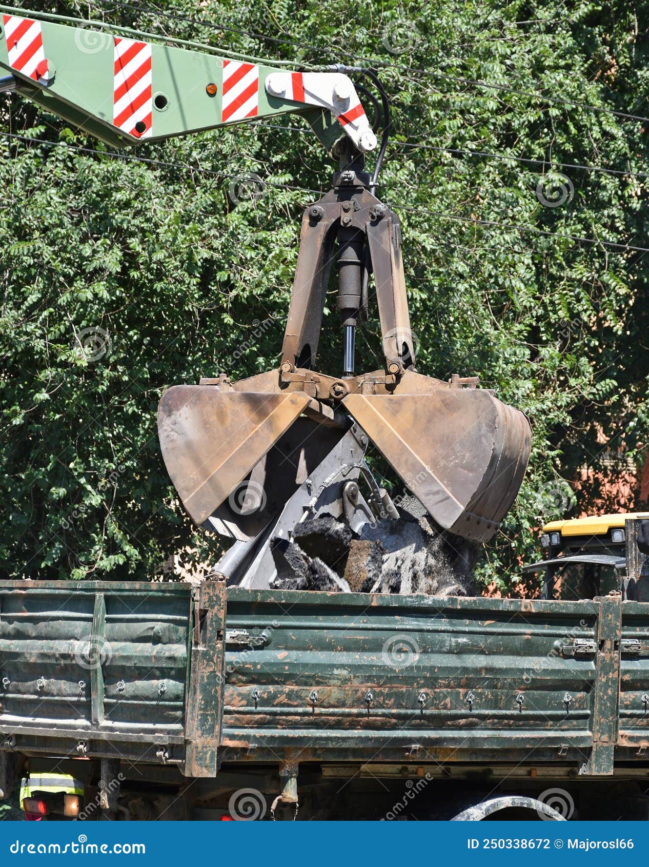 Front End Loader and a Truck Stock Photo - Image of working, tree ...