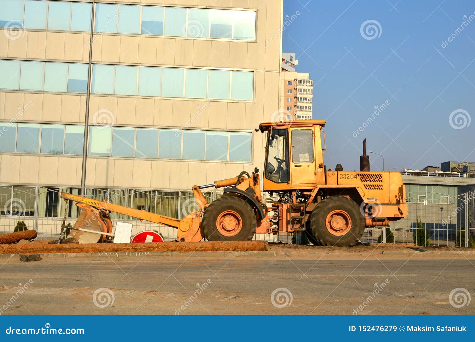 Front-end Loader Working on Construction Site during the Renovation of ...