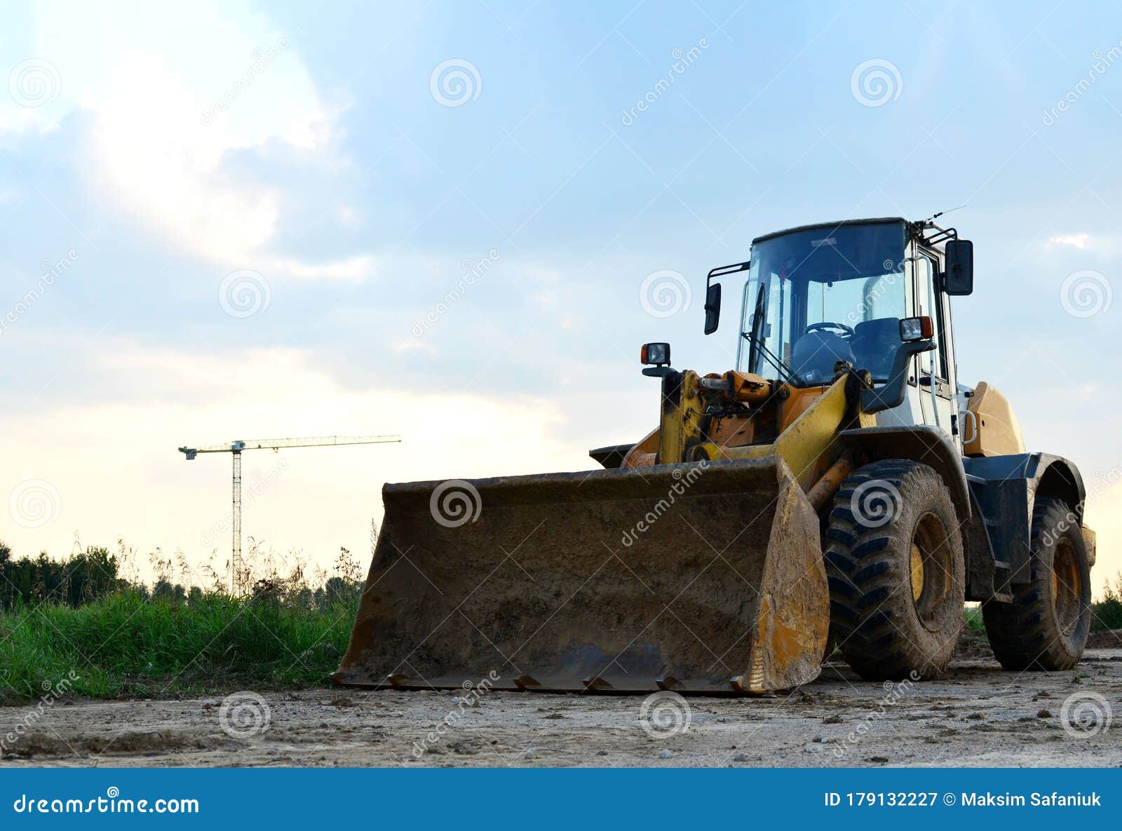 Front-end Loader Working on Construction Site during the Renovation of ...