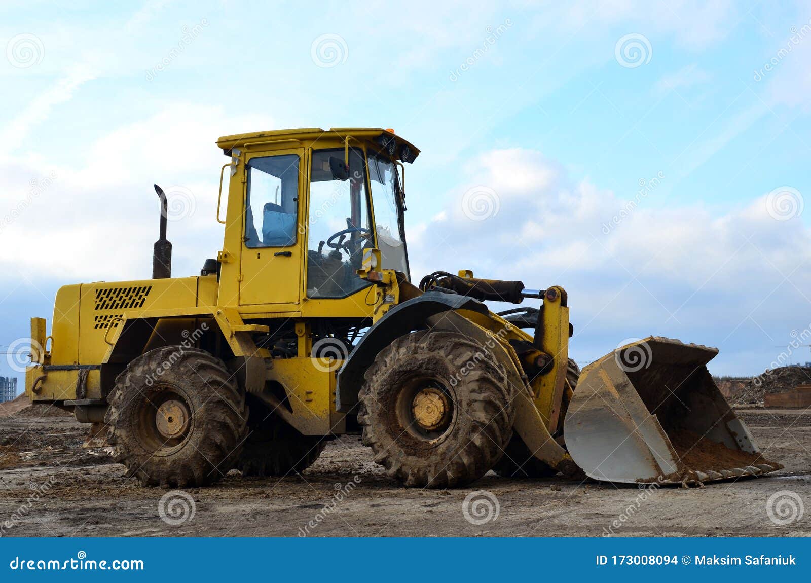 Front-end Loader Working on Construction Site during the Renovation of ...