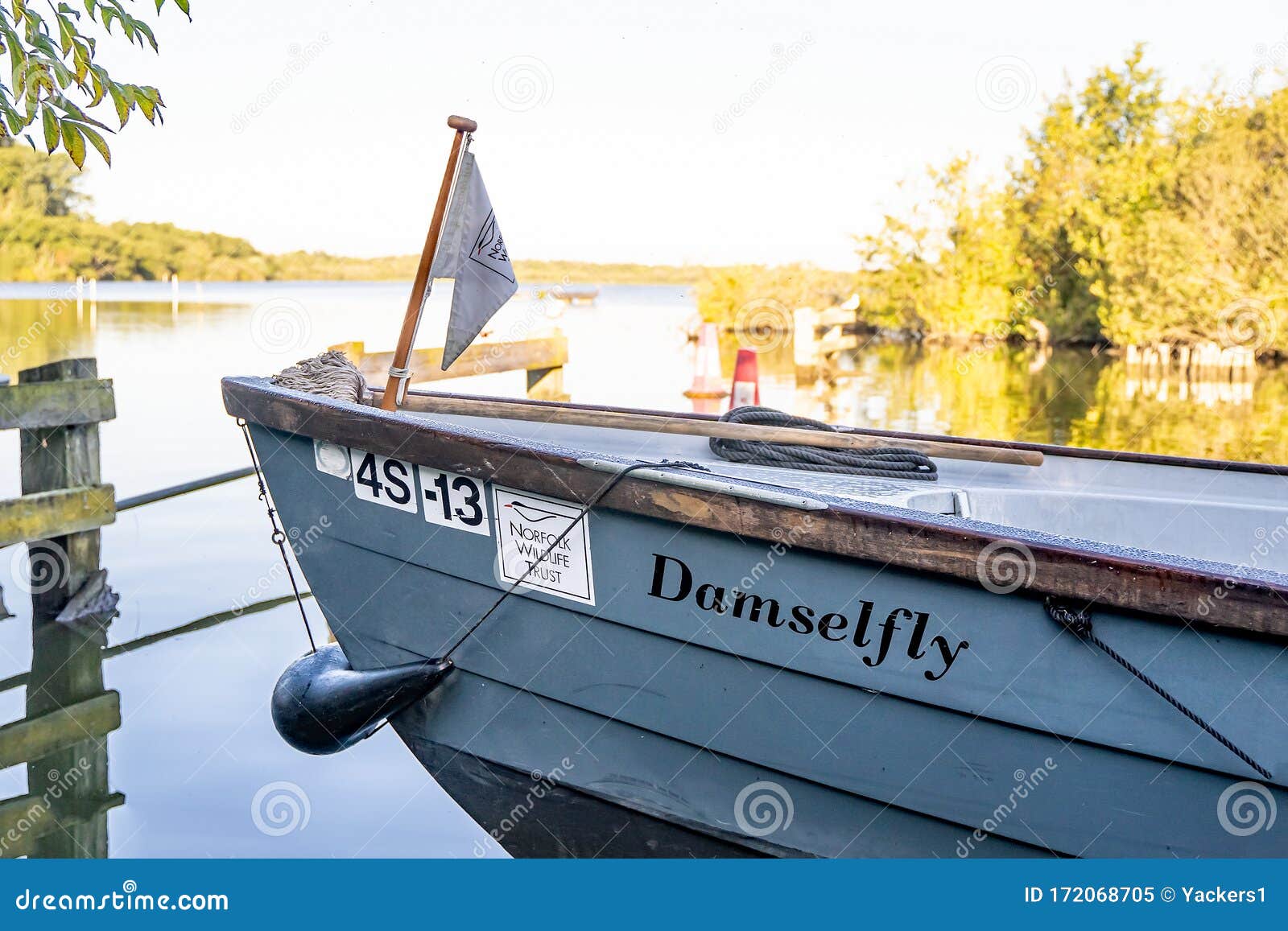 The Front End of a Small Wooden Boat Moored on Ranworth Broad Editorial ...