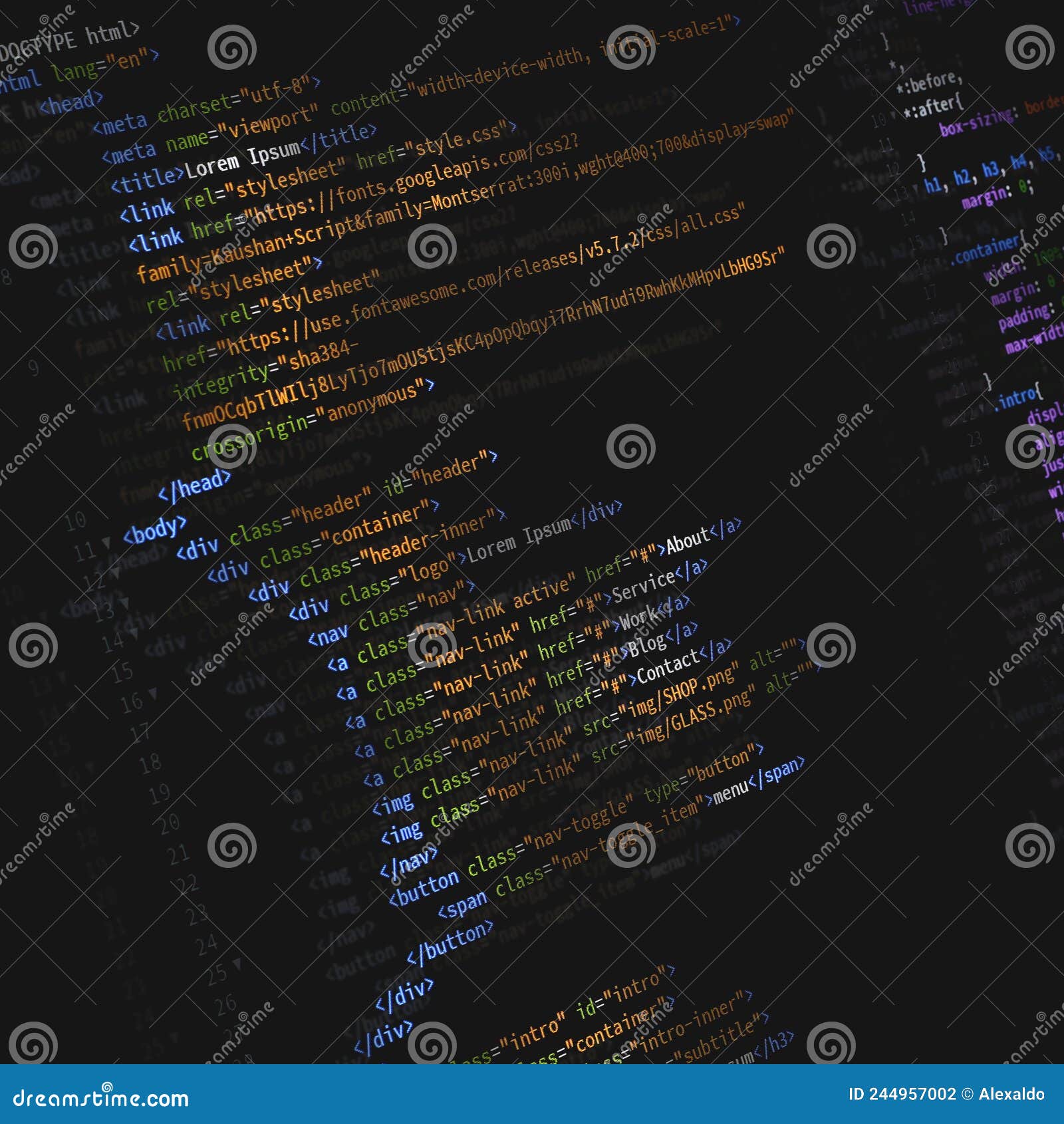 Front-end Coding Background Stock Illustration - Illustration of script ...