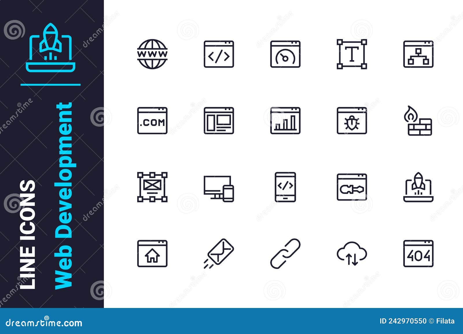 Front End Web Development Icons Set Stock Vector - Illustration of ...