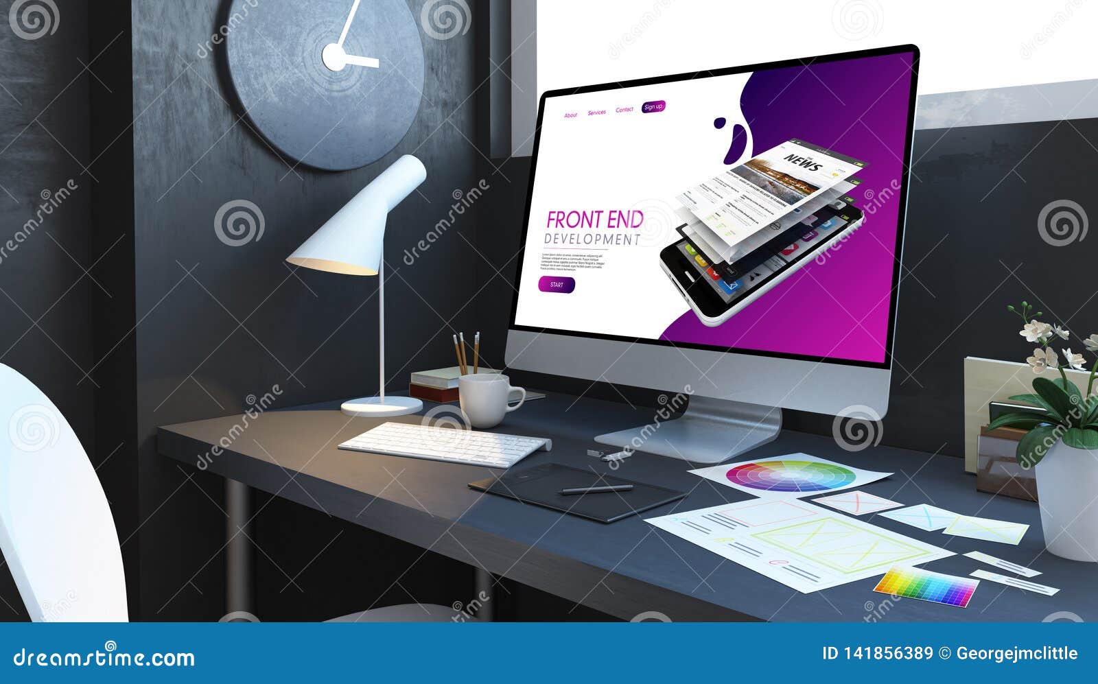 Front End Website Design Workspace Stock Illustration - Illustration of ...