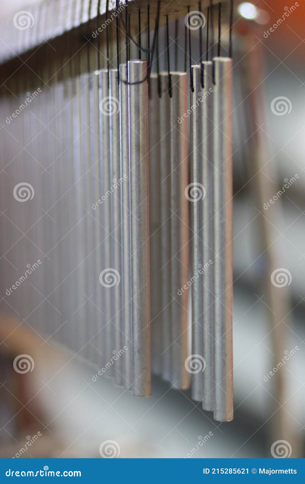 Front Ensemble Metal Chimes Hanging on Black String Stock Image - Image ...