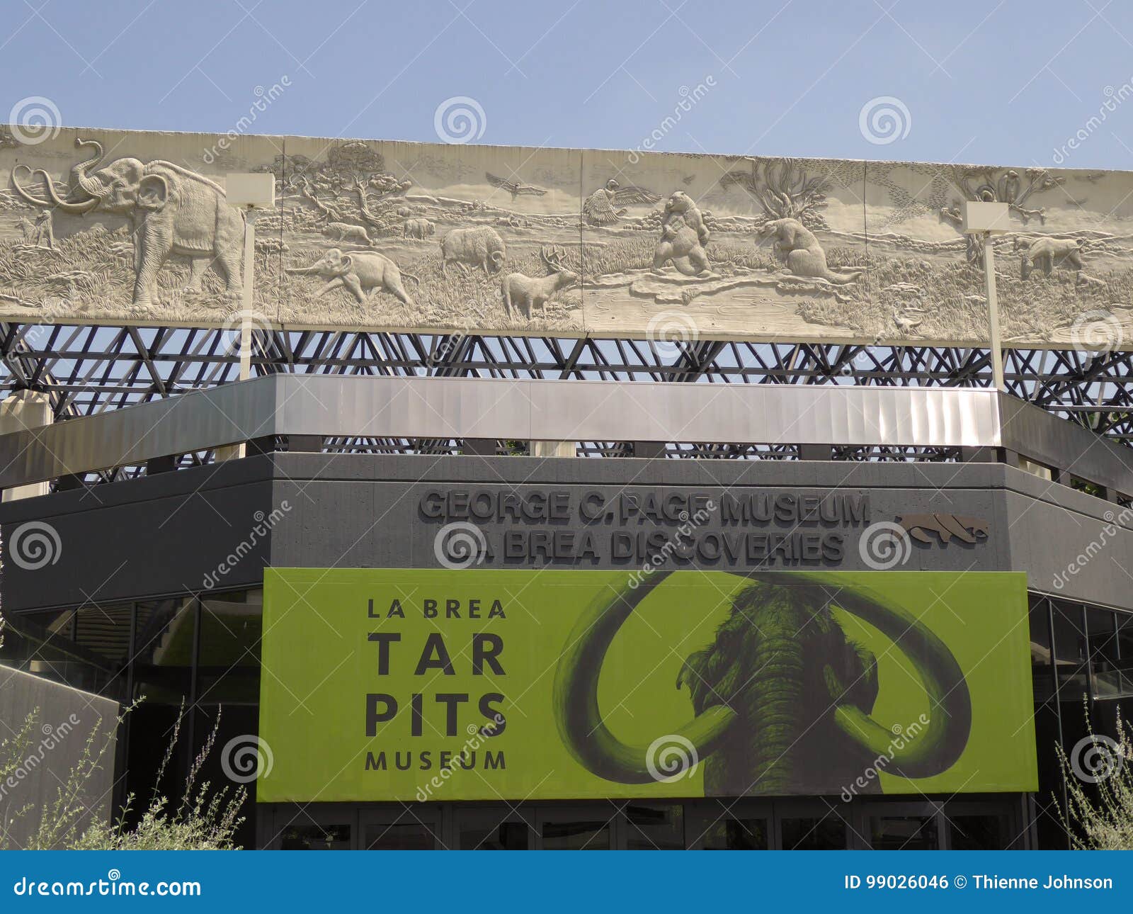Entrance of the George C Page Museum, at the La Brea Tar Pits Editorial ...