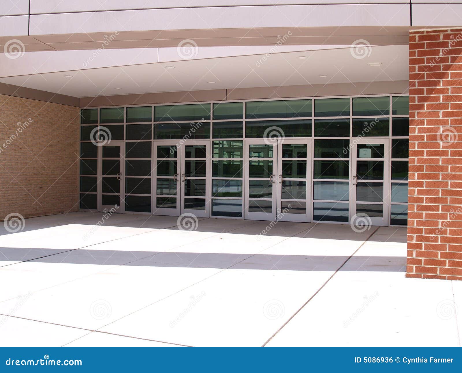Front Entry for a Modern Building Stock Photo - Image of elementary ...