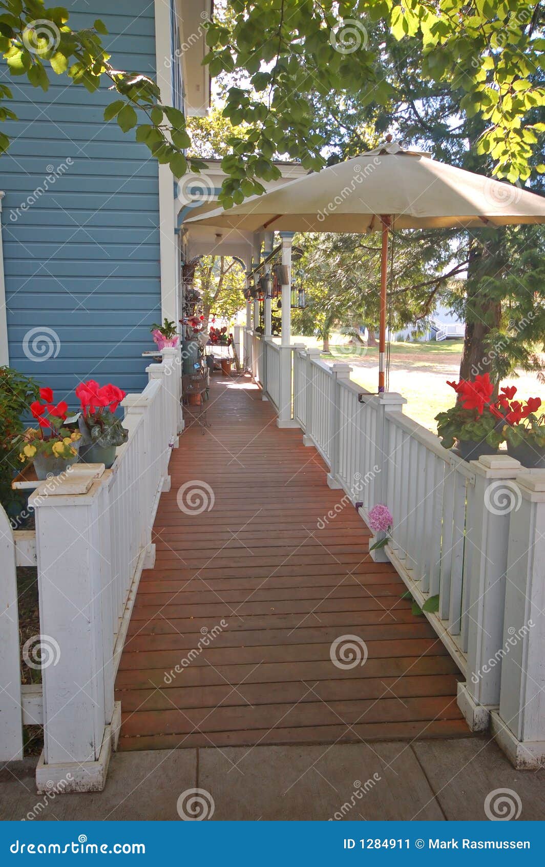 Front Entryway Or Stoop Indoors With Sunstreak Stairs Blue And White ...