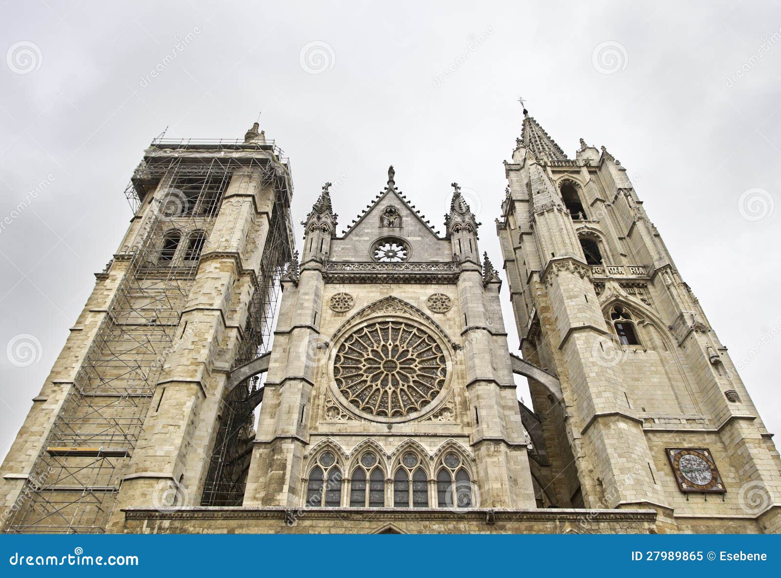 Front Facade of the Cathedral of Leon Stock Image - Image of spain ...