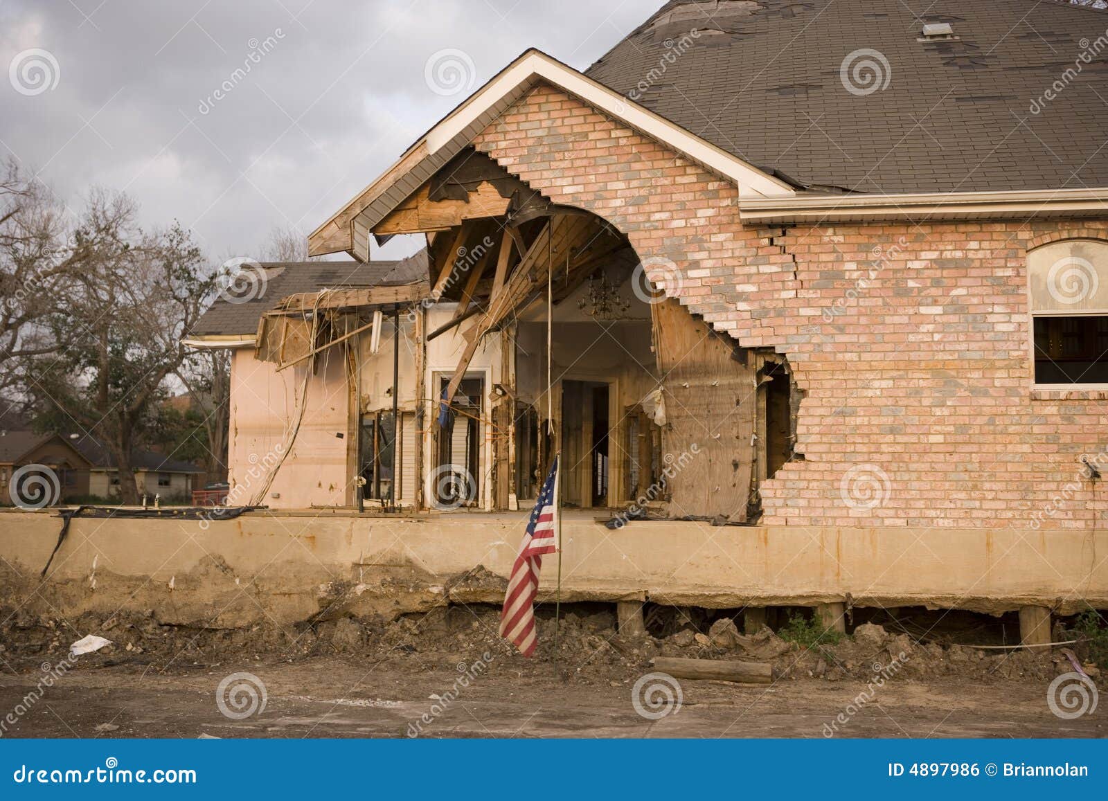 Front Facade of Damaged Home Stock Photo - Image of flooding, flood ...