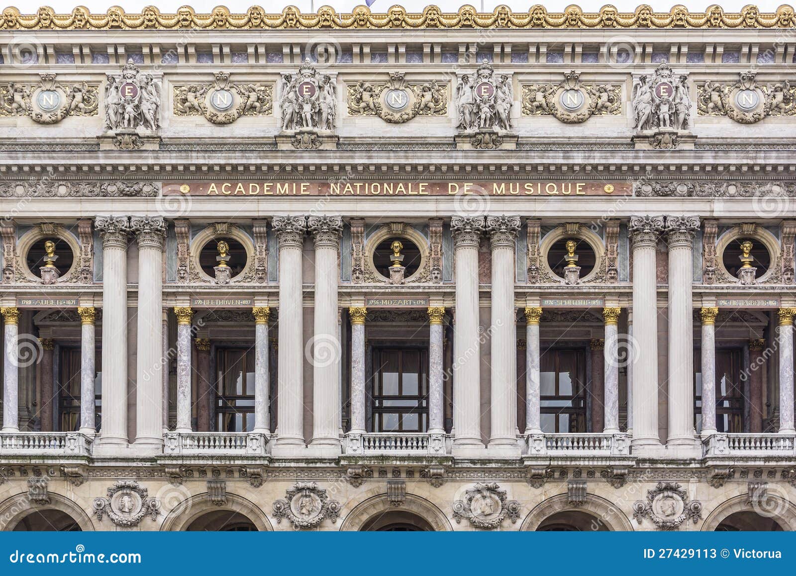 Front Facade of Opera National De Paris Stock Image - Image of historic ...
