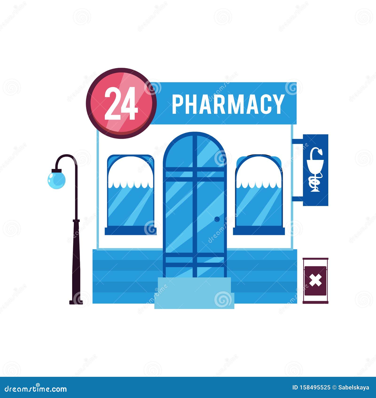 Front of Facade of Pharmacy Store or Drugstore Vector Flat Illustration ...