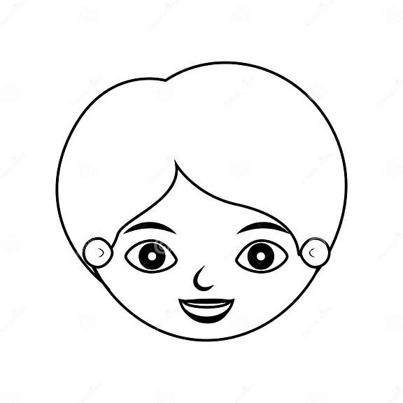 Front Face Boy Silhouette Smiling Stock Vector - Illustration of beauty ...