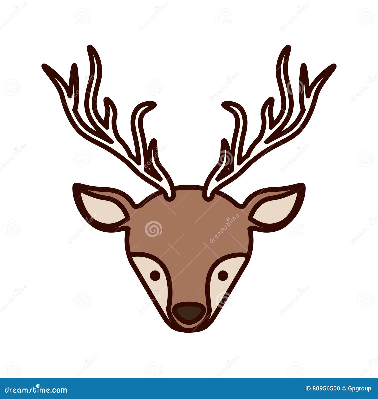 Front Face Christmas Reindeer with Shadow Stock Vector - Illustration ...