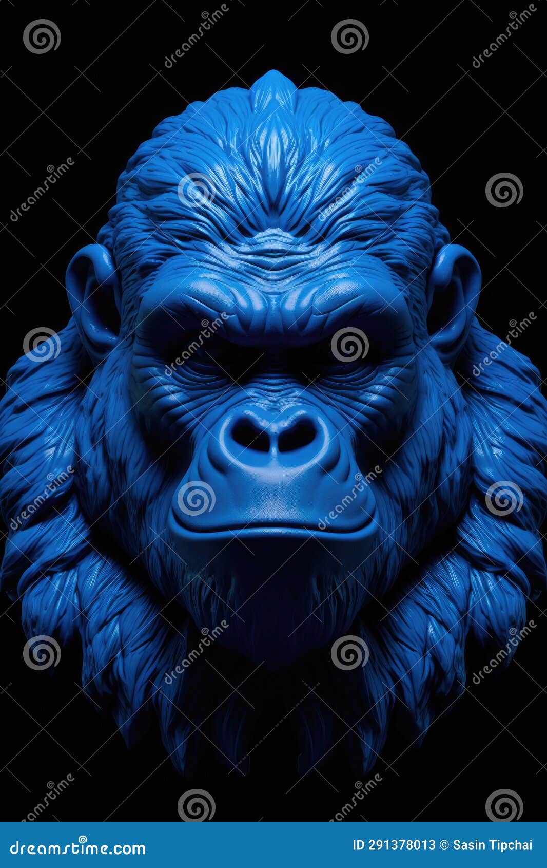 Front Face Dark Blue Gorilla Stock Illustration - Illustration of ...