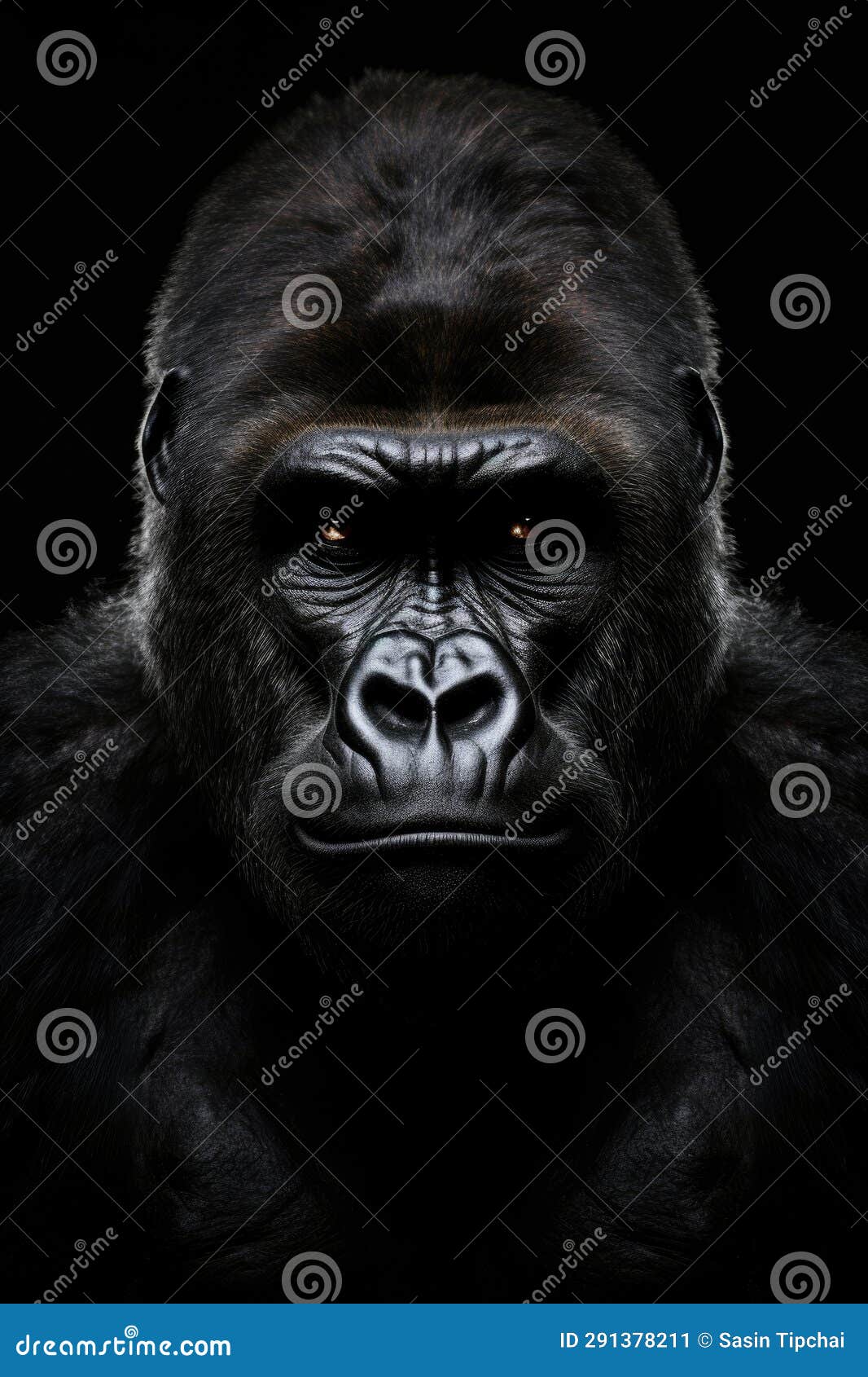 Front face dark gorilla stock illustration. Illustration of africa ...