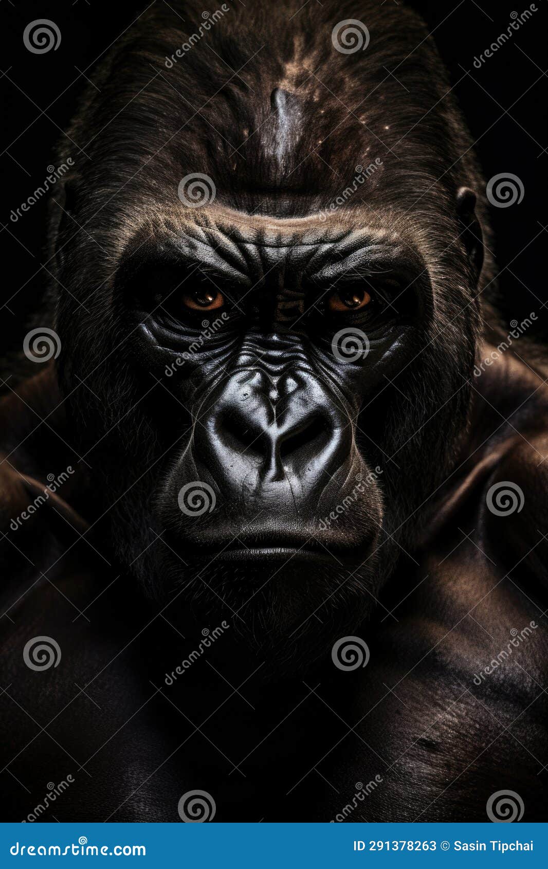 Front face dark gorilla stock illustration. Illustration of gorilla ...
