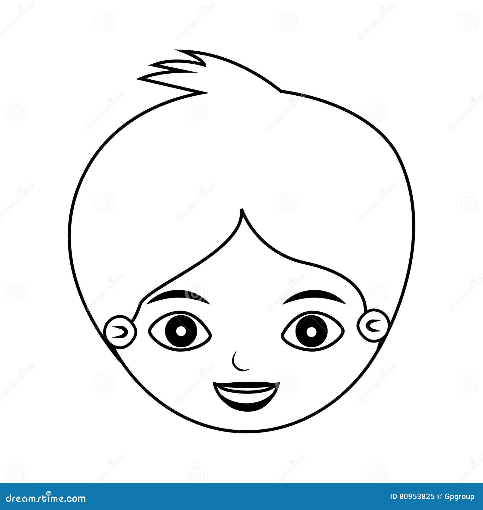 Front Face Kid Silhouette with Crest Stock Vector - Illustration of ...