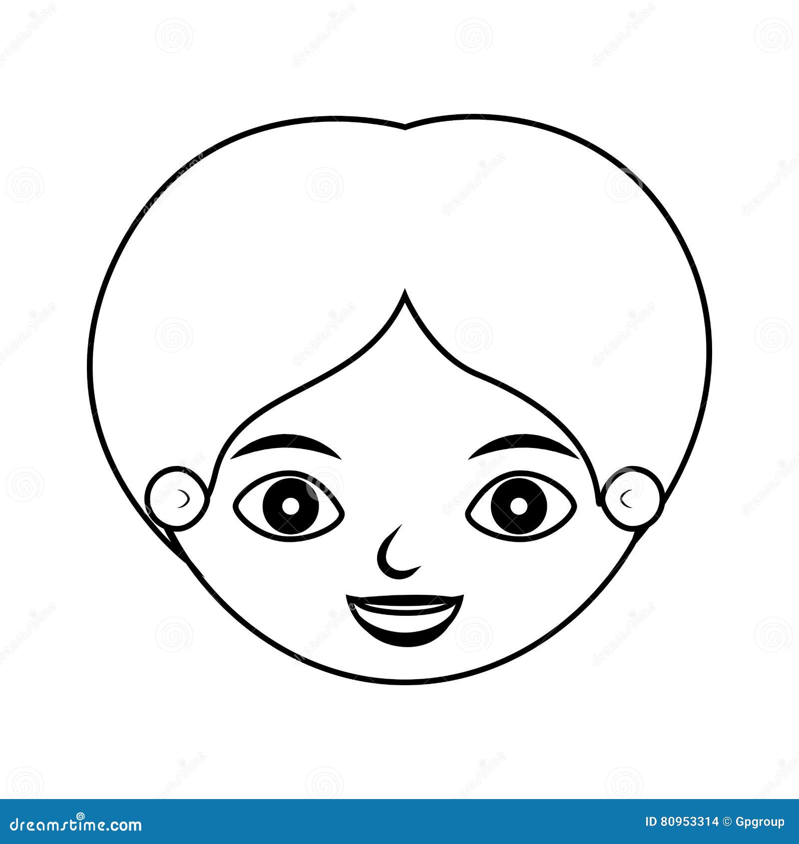 Front Face Kid Silhouette Smiling Stock Vector - Illustration of ...