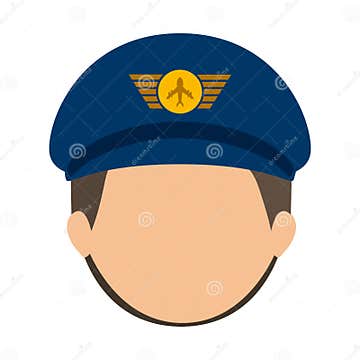 Front Face Pilot with Hair and Hat Stock Vector - Illustration of face ...