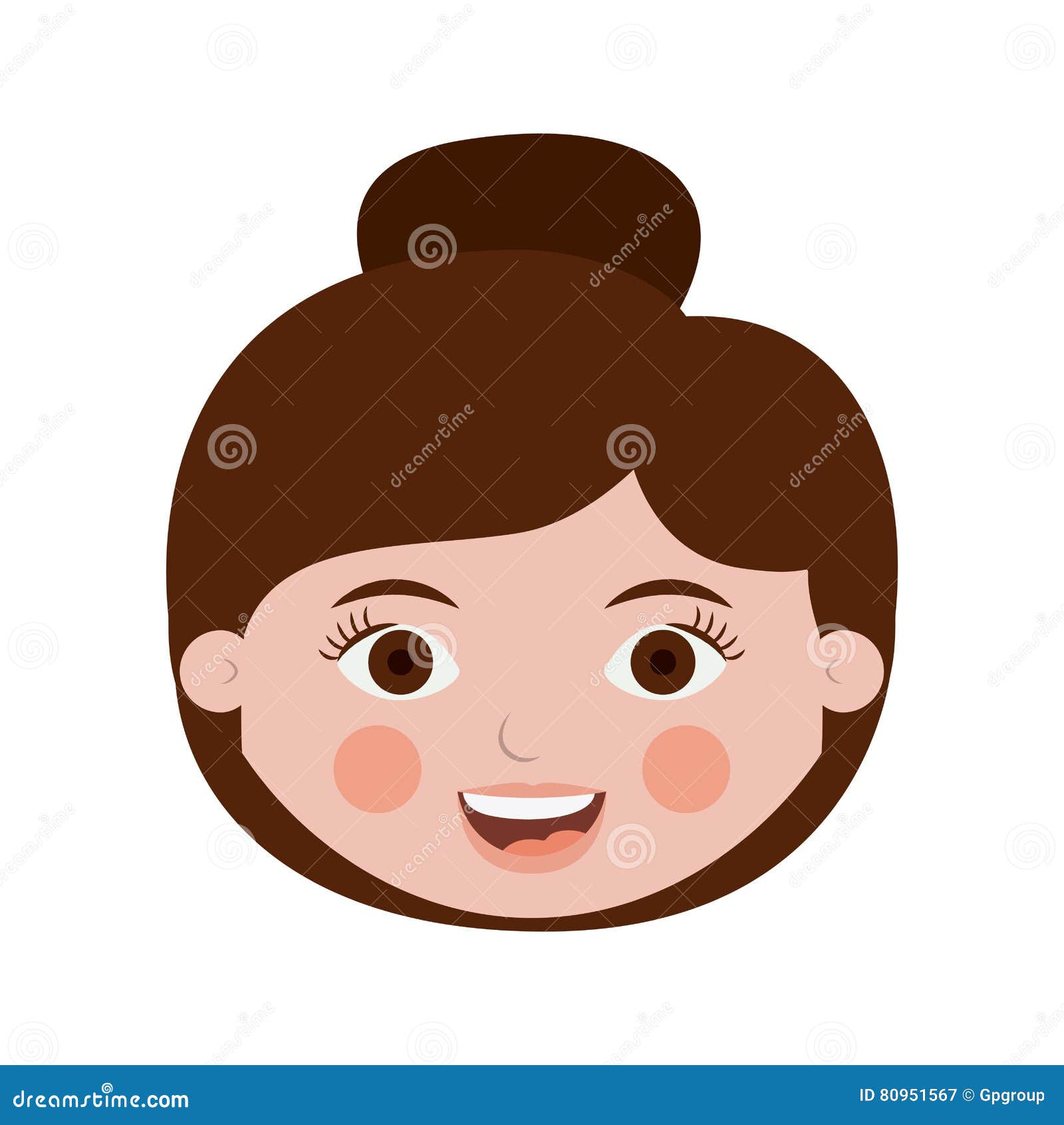 Front Face Woman with Collected Hair Stock Vector - Illustration of ...