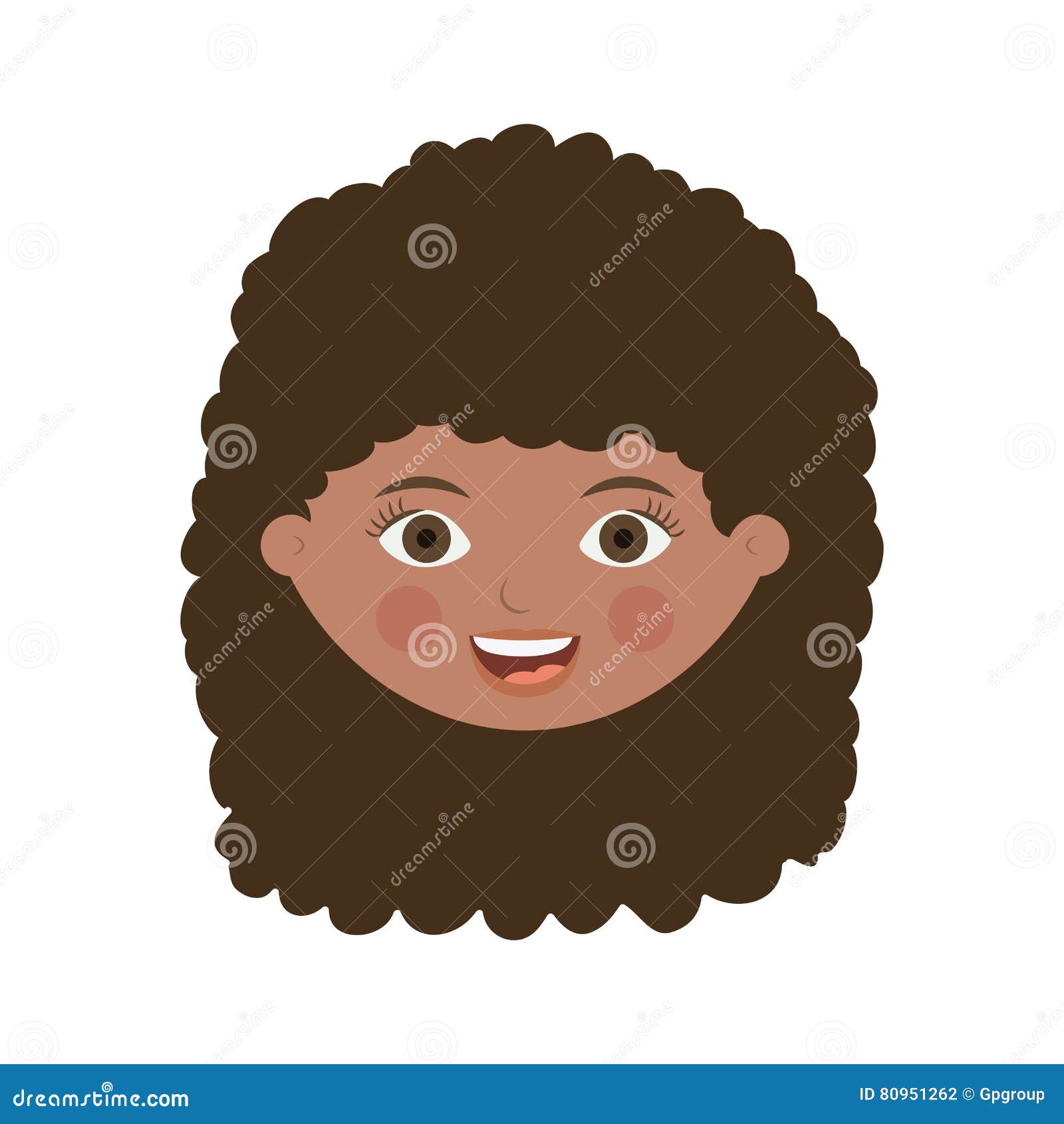 Front Face Woman with Wavy Hair Stock Vector - Illustration of happy ...