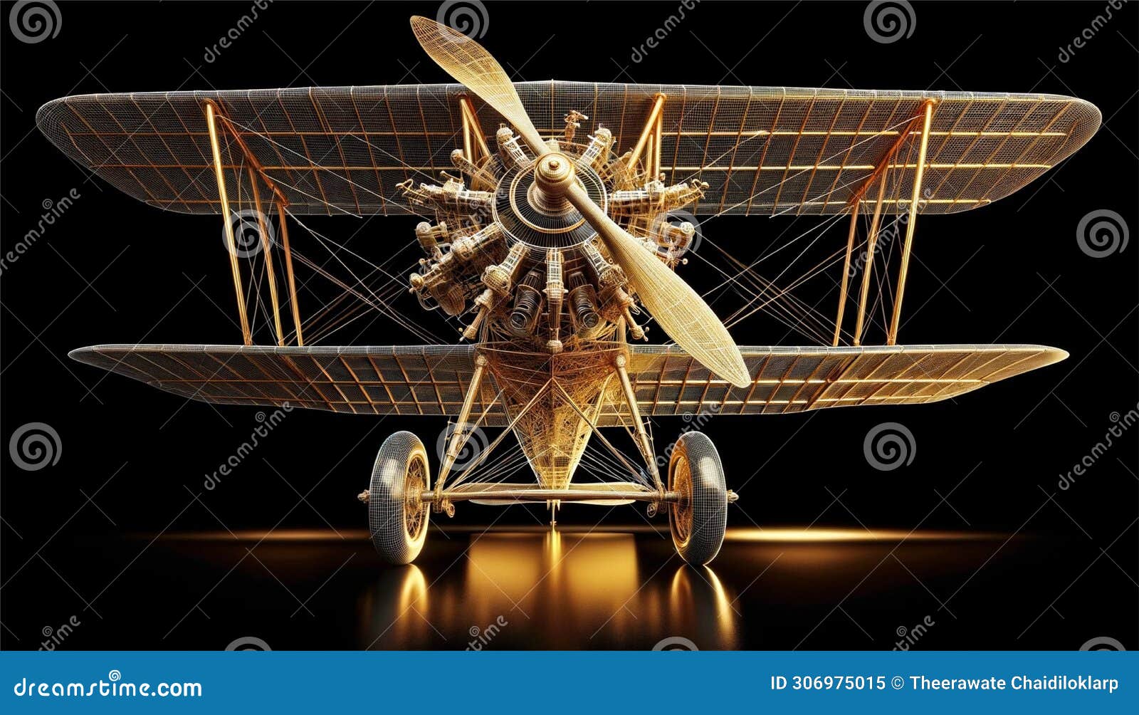 Front Facing 3D Biplane Model Stock Illustration - Illustration of ...
