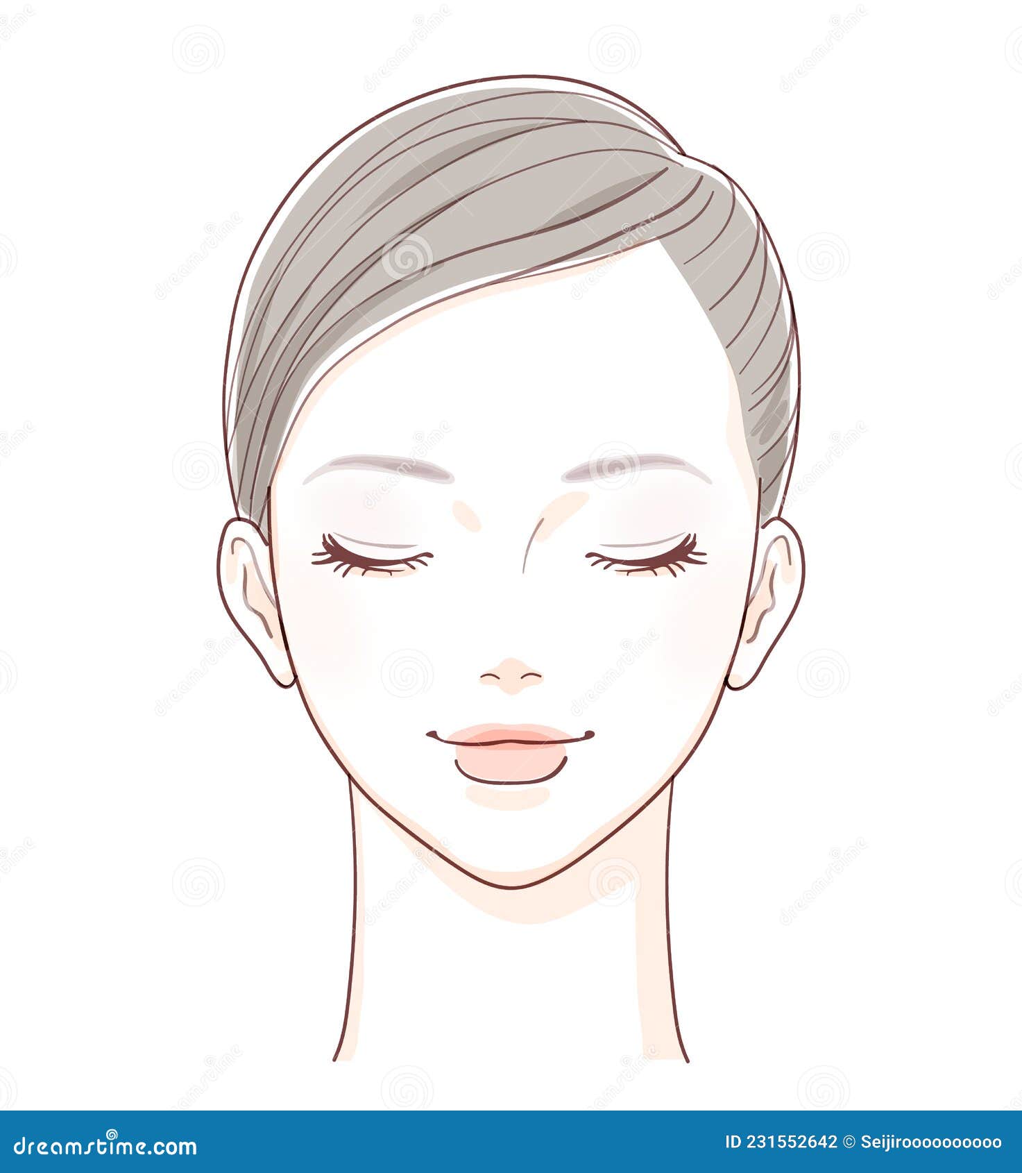 A Front-facing Face with Closed Eyes. she is a Woman Stock Vector ...