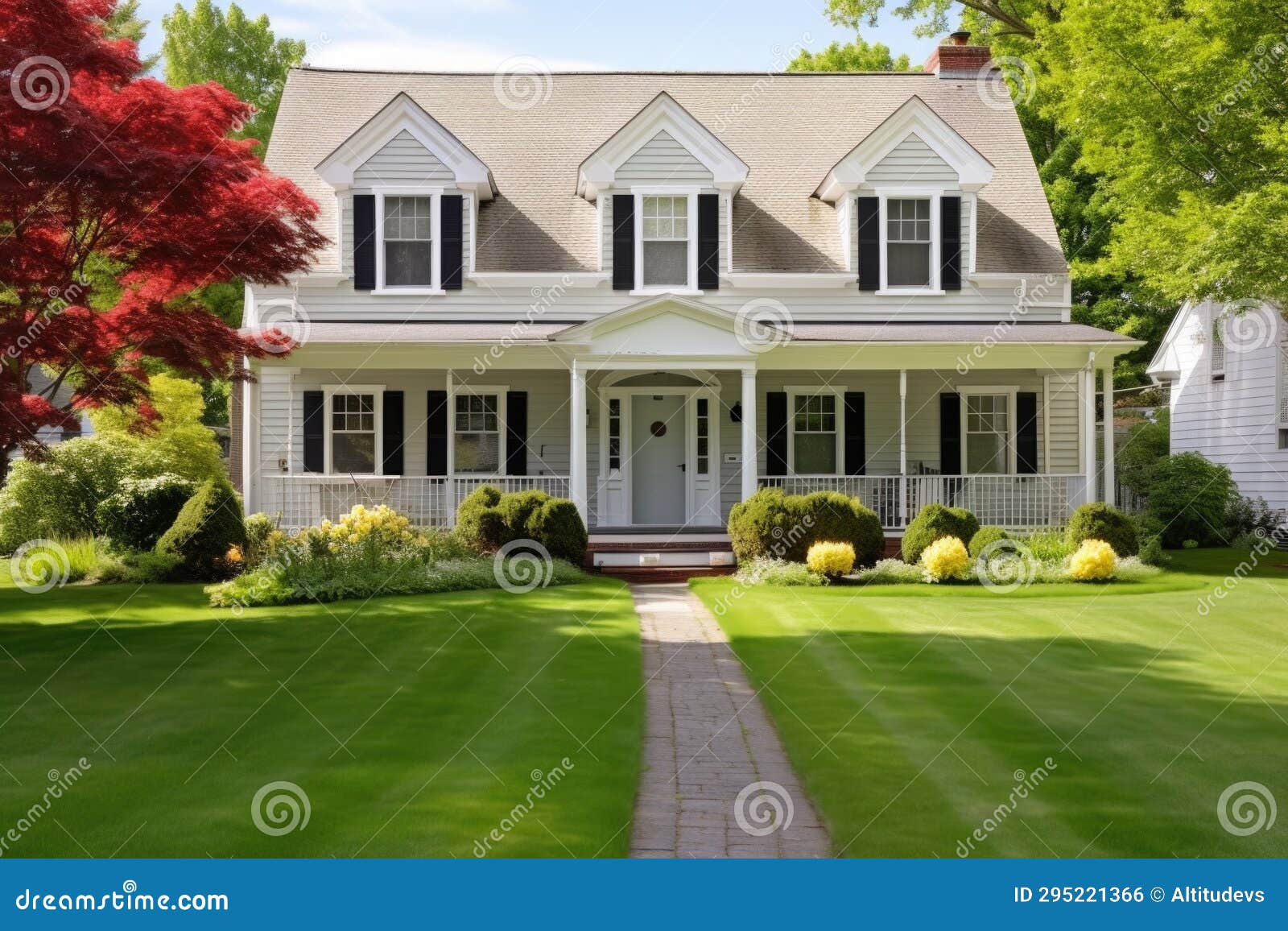 Front-facing Gable of a Dutch Colonial House with a Landscaped Front ...