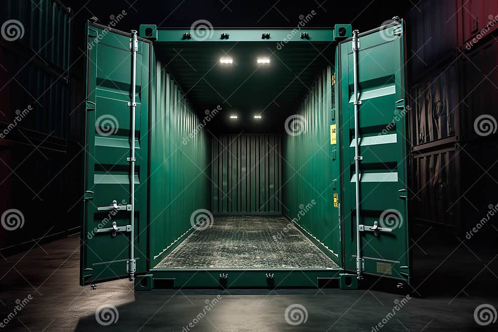 Front Facing View of an Open Cargo Container - Generative AI Stock ...