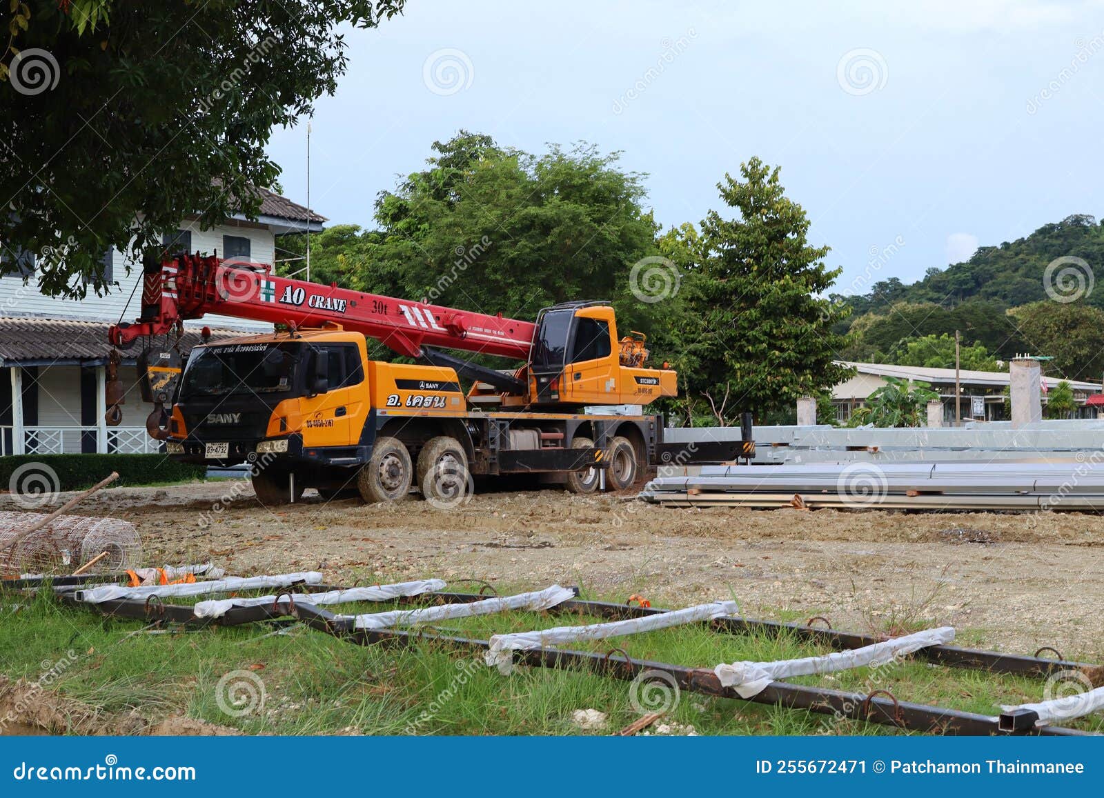 In Front of the Field Work, Building Construction Large Industrial ...